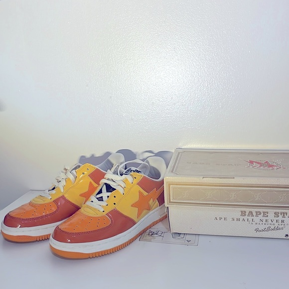 Bape | Shoes | A Bathing Ape Bape Sta Low Red Orange Yellow | Poshmark